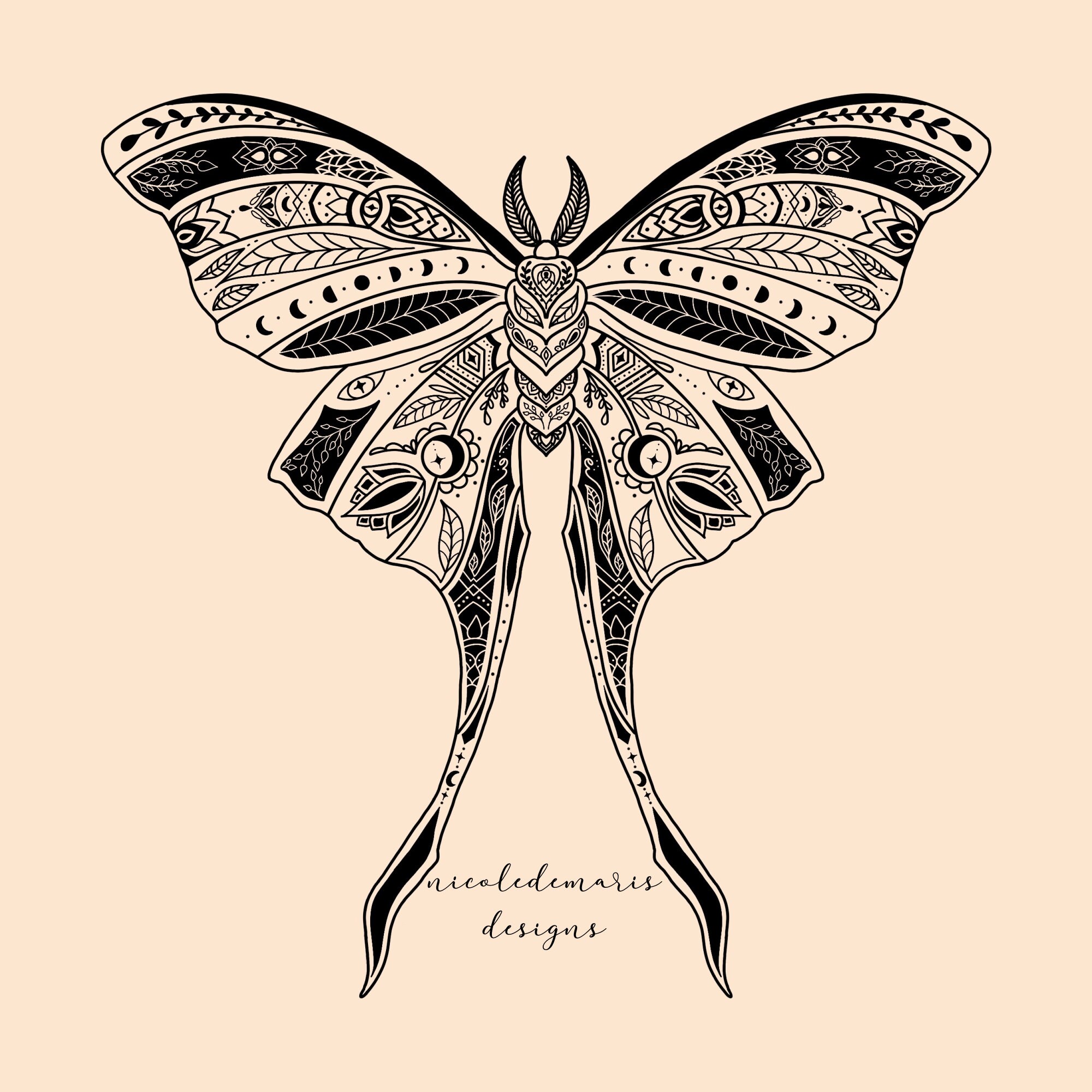 Luna Moth Mandala SVG PNG Cutting File for Cricut Design and - Etsy
