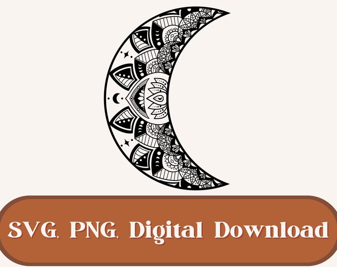 Mandala Moon, SVG, PNG, Cut File, Cricut Design, Silhouette Studio ...