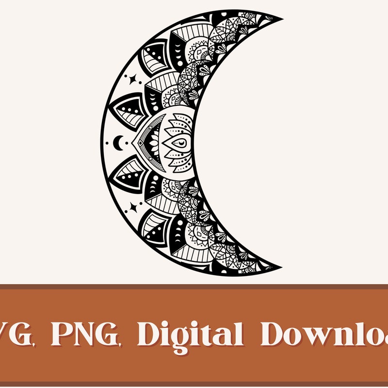 Mandala Moon Svg - Etsy