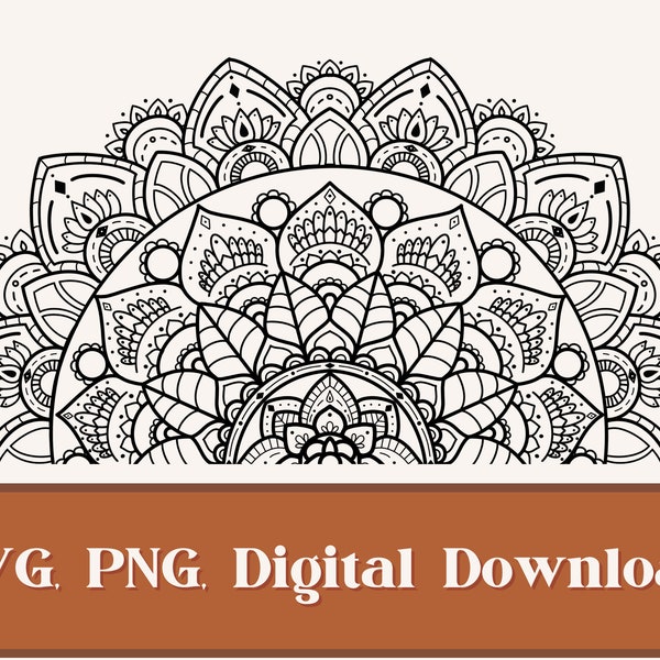 Half Mandala Svg - Etsy