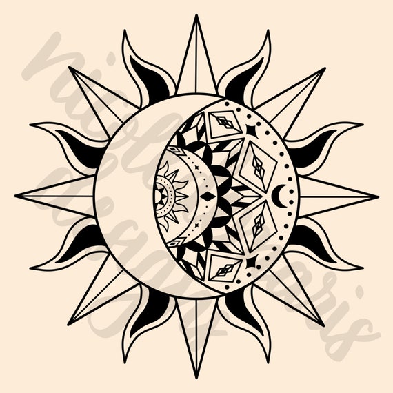 Sun and Moon SVG PNG Cut File Cricut Design Silhouette | Etsy