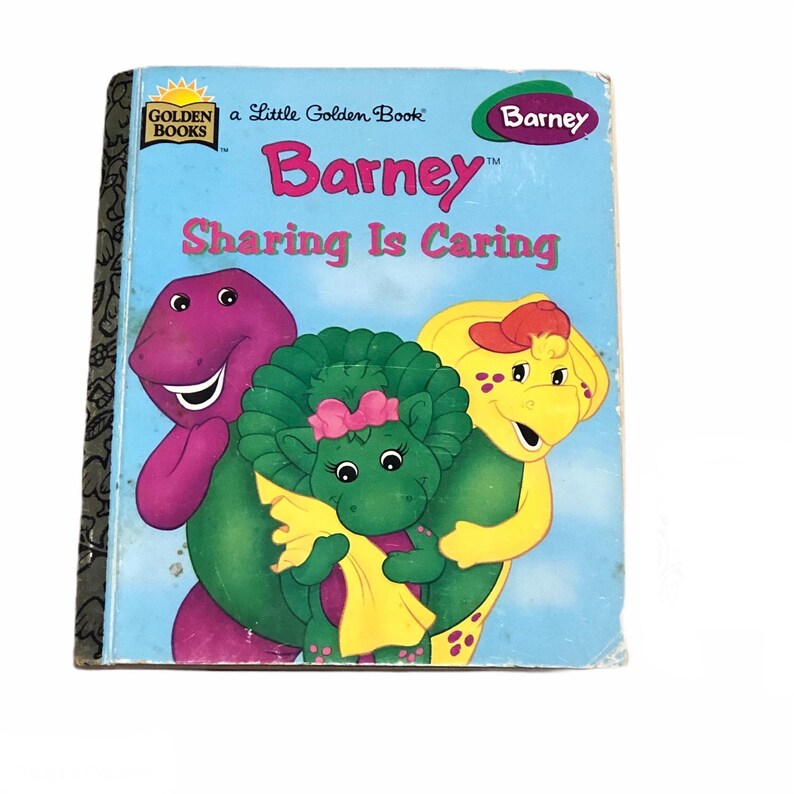 Little Golden Book 1996 Barney Sharing is Caring Childrens Vintage Kids ...