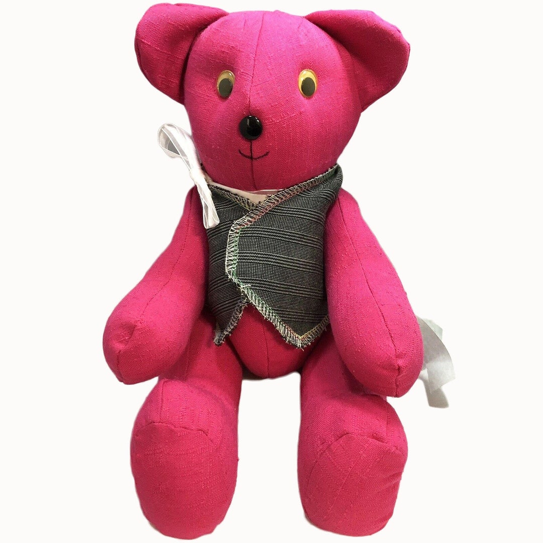 Handmade Virginia Bundy Teddy Bear Pink 14" Cloth Jointed Arms Legs W ...