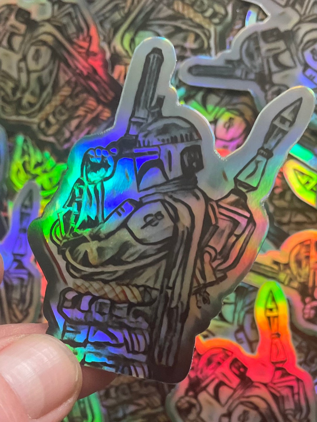 Holographic Boba Fett Sticker - Etsy
