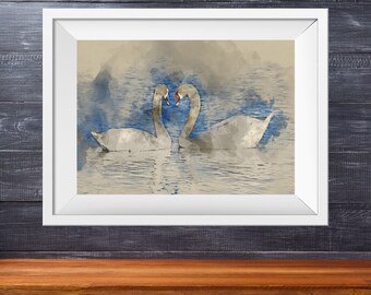 Swan print | Etsy