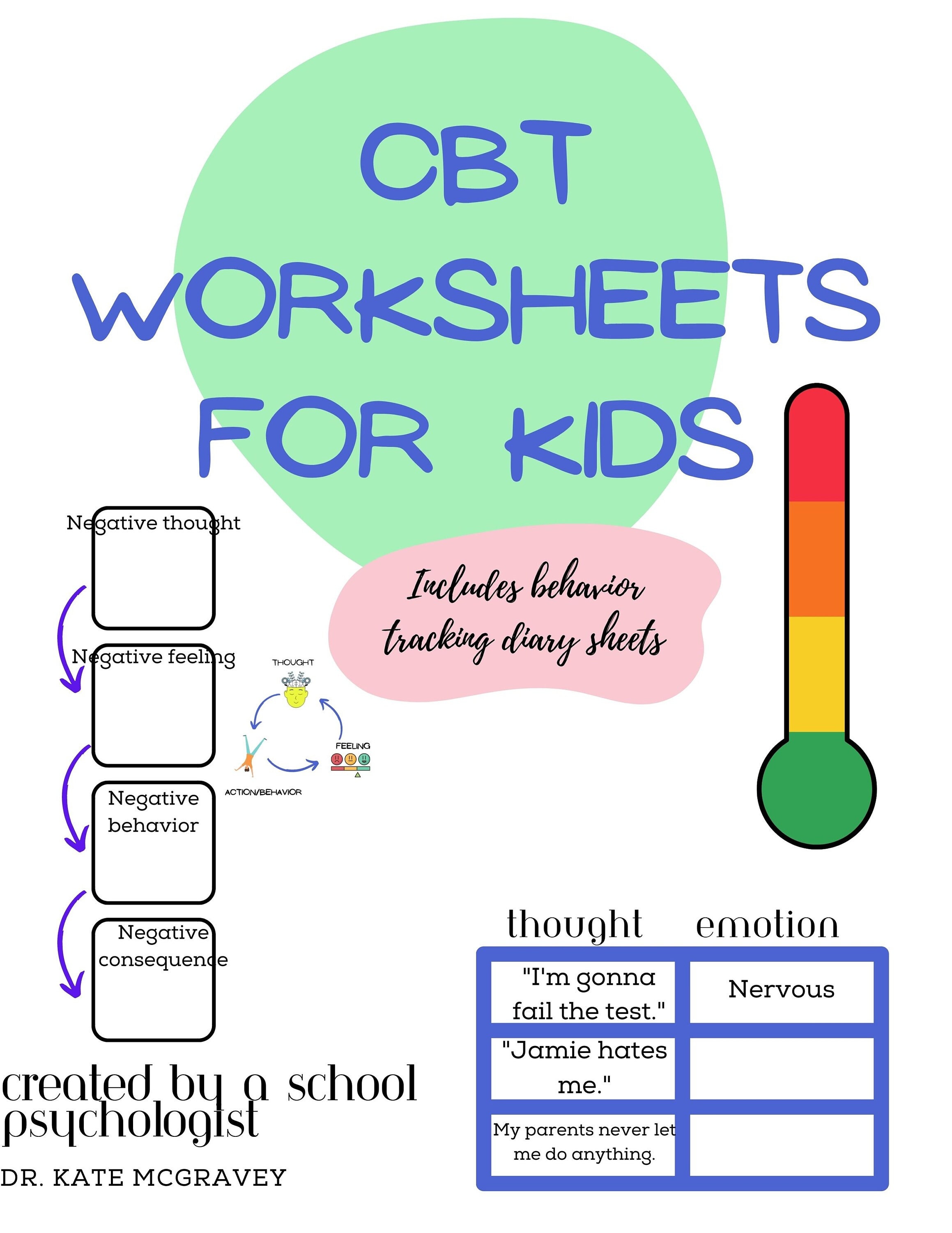 CBT Worksheets for Kids Ages 8-14 Mood Tracker - Etsy