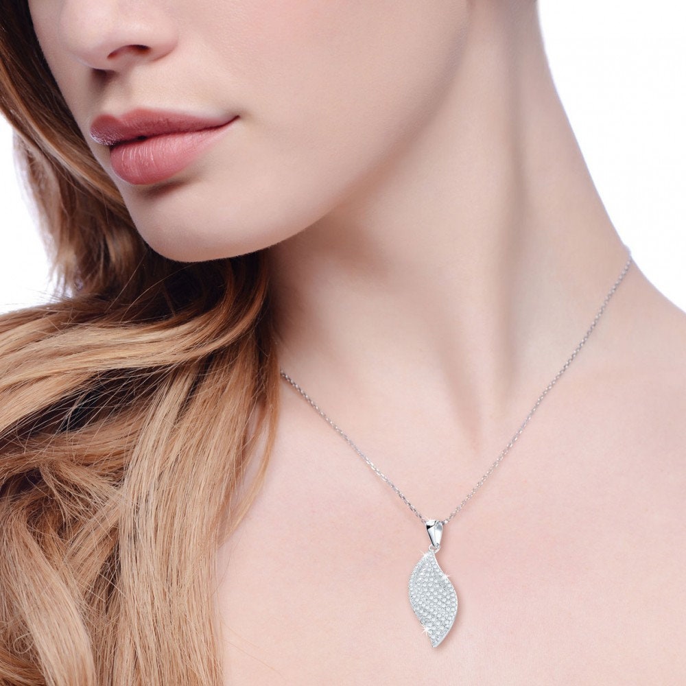 Hexyo 925 Sterling Silver Pendant Created Diamond Pave CZ Crystal ...