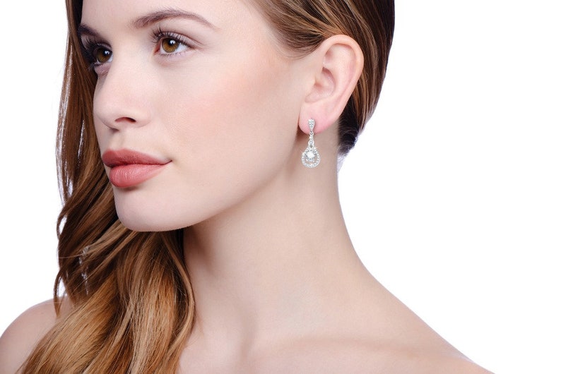 Hexyo Platinum on 925 Silver Drop Earrings White Sapphire - Etsy