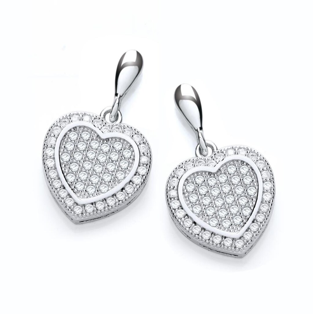 Hexyo Platinum on 925 Sterling Silver Drop Earrings White Diamond CZ ...