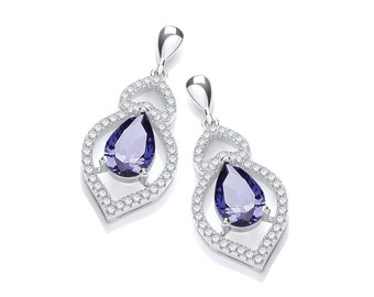 Hexyo Platinum on 925 Silver Drop Earrings White Sapphire - Etsy