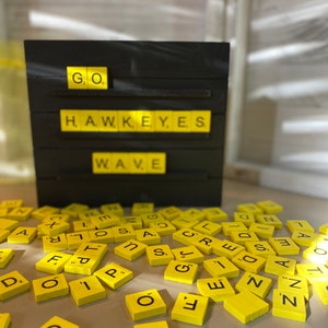 Hawkeye Blackandyellow Pallet Scrabble Board Wooden Letter Board ...