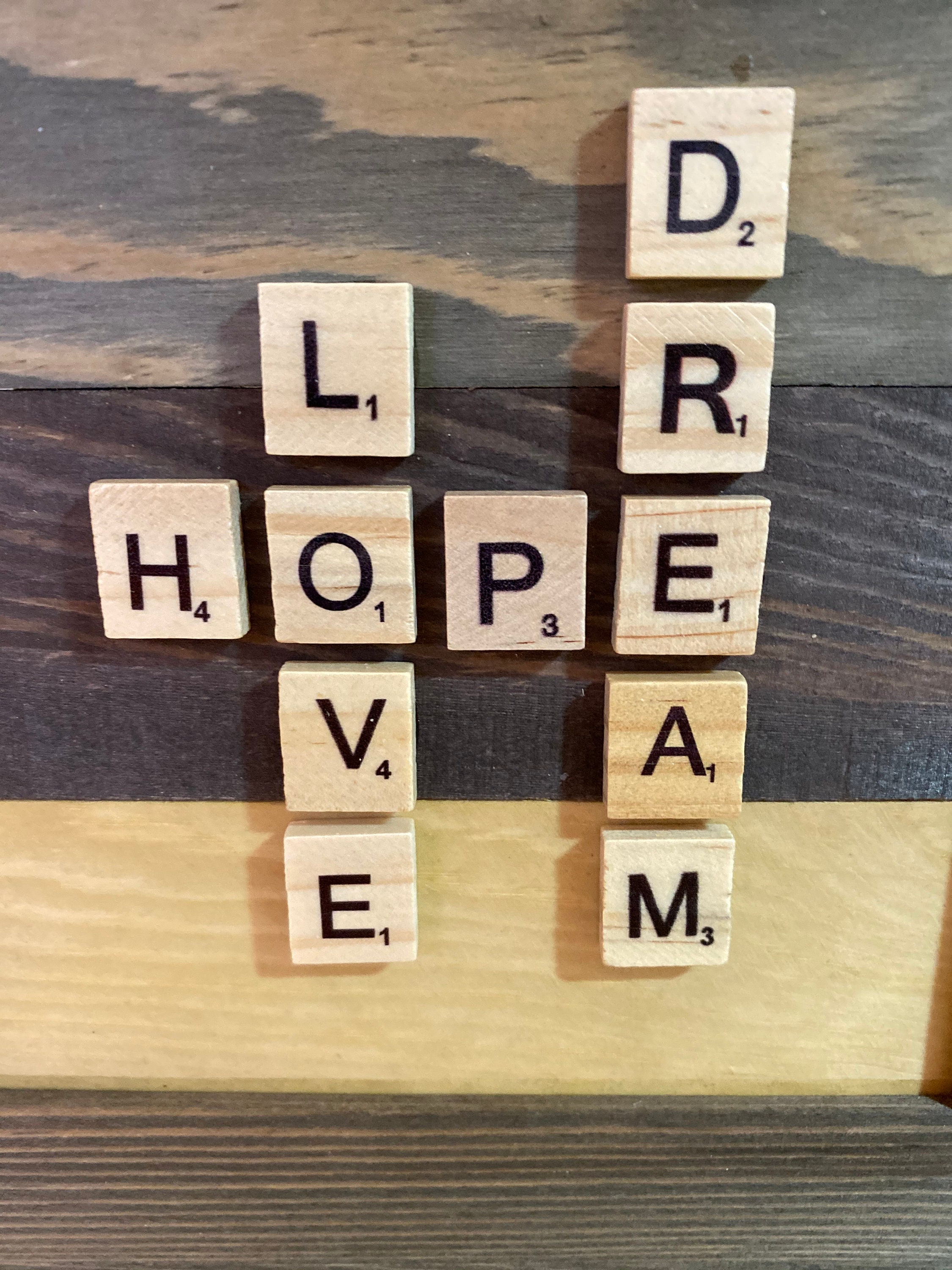Love Hope Dream Scrabble Wall Art Scrabble Wood Frame | Etsy