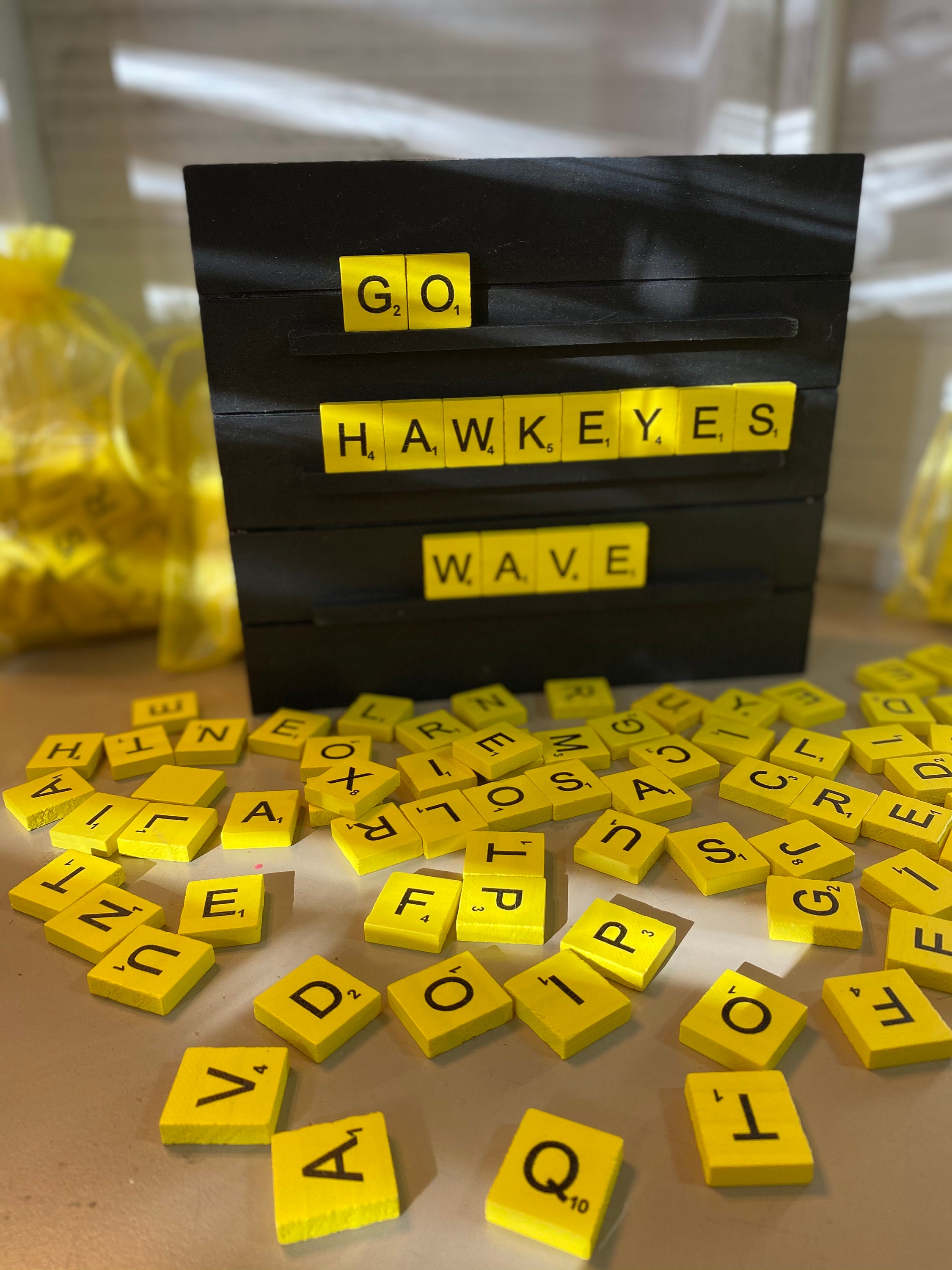 Hawkeye BlackandYellow Pallet Scrabble Board Wooden Letter | Etsy