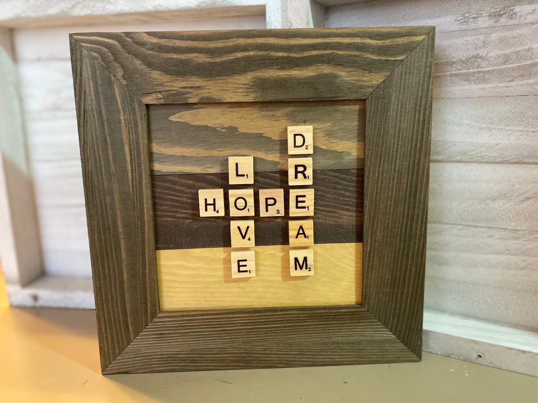 Love, Hope, Dream Scrabble Wall Art, Scrabble Wood Frame, Scrabble ...