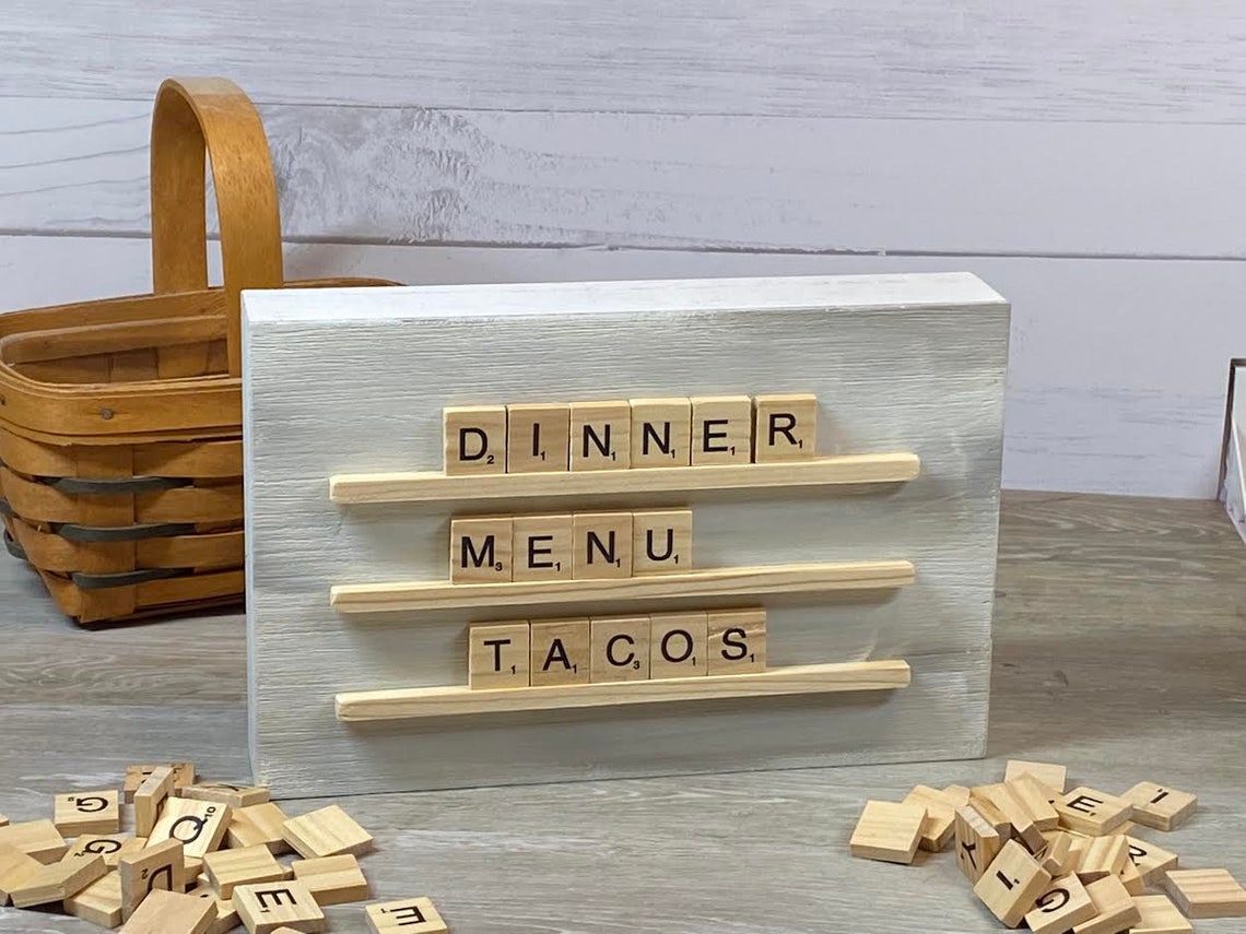 White Washed Painted Scrabble Board Wooden Letter Board - Etsy