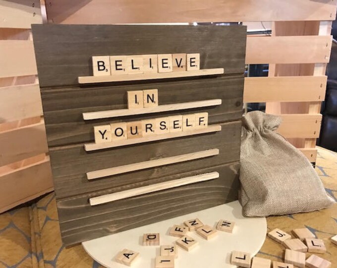 Pallet Scrabble Board 10x10 With Wood Storage Box | Etsy