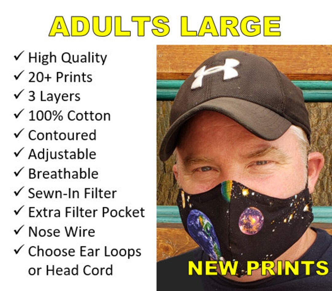 Mens Large Face Masks Three Layer Mask Contoured Mask - Etsy