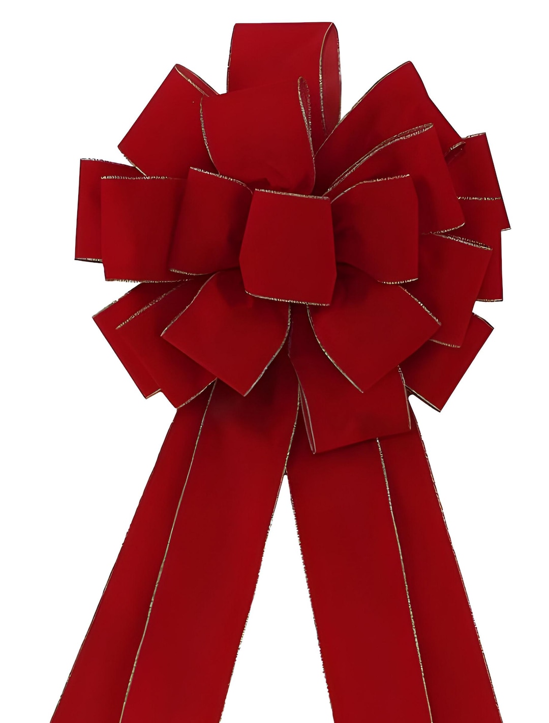 26" XL Red Velvet Outdoor Christmas Bow Gold Edge for Wreaths, Wired ...