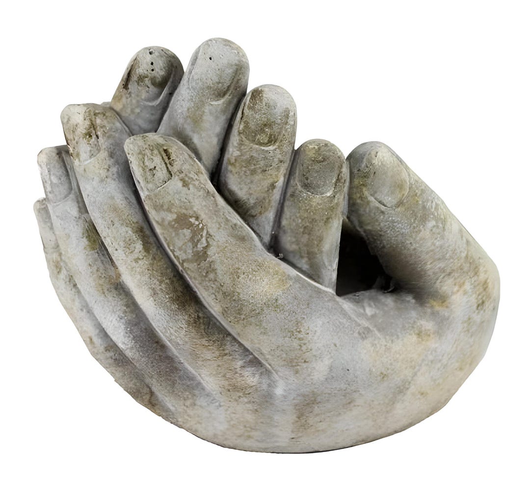 Cement Cupped Hands Planter, Hands Bowl, Unique Planter, Succulent ...
