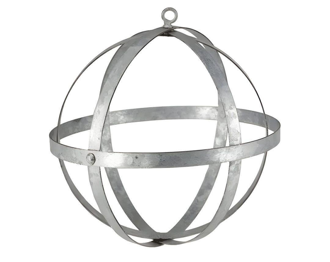 Galvanized Metal Decorative Ball Orb Garden Sphere Floral Sphere Chandelier W/ Hanging Loop ...