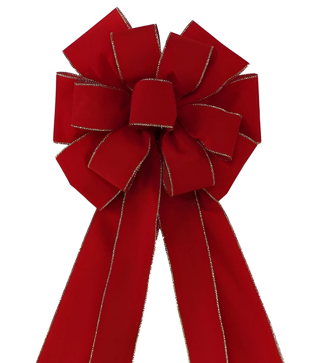 Large Red Velvet Christmas Bow, Gold Edge, Waterproof Wired Ribbon - Etsy