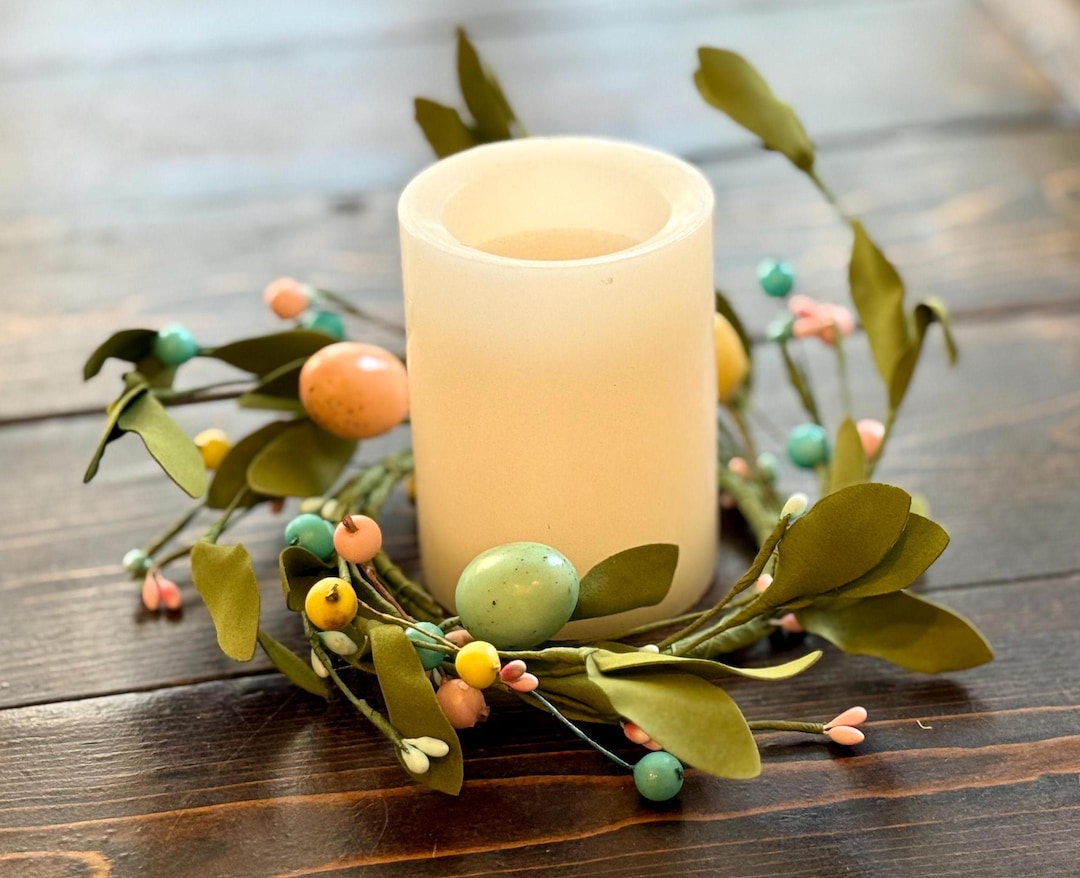Easter Egg Candle Ring Wreath, Spring Candle Ring, Pillar Candle Ring ...
