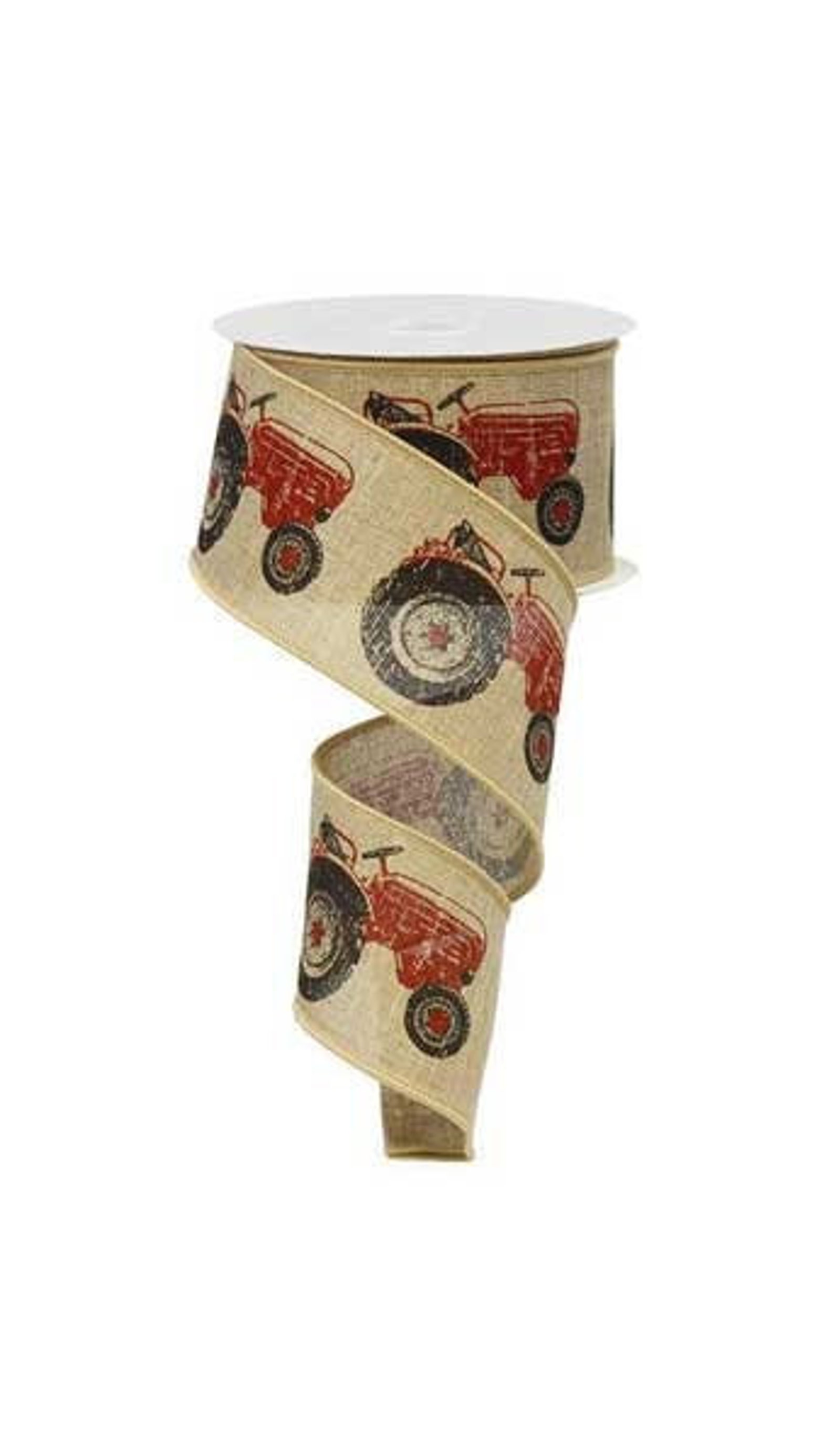 2.5 X 10 YDS WIRED Tractor Ribbon on Royal Burlap Light | Etsy