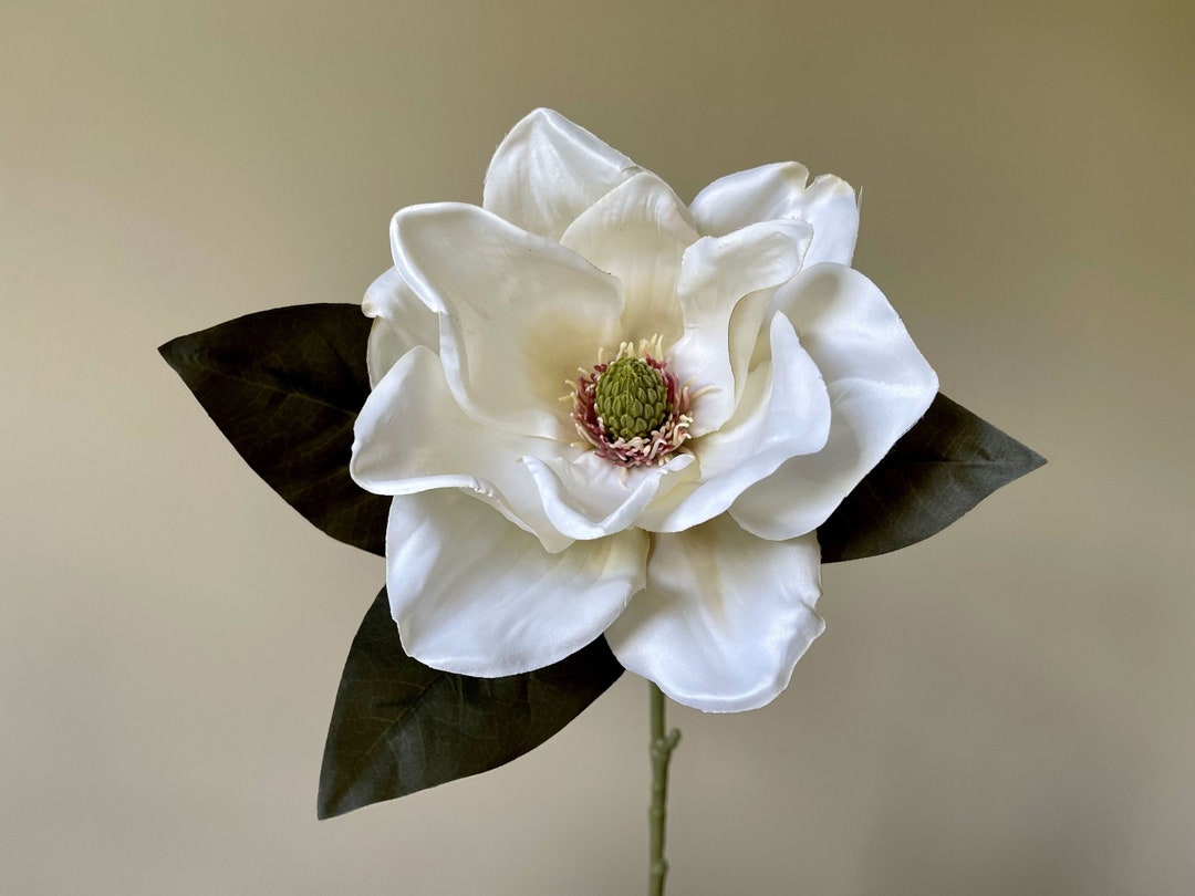 30" Artificial Magnolia, Faux Magnolia Flower Spray on Stem, Silk ...