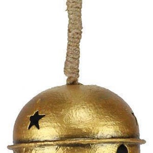 3.5 or 4.75 Antique Shiny Gold Rustic Metal Jingle Bell Star Cutouts ...