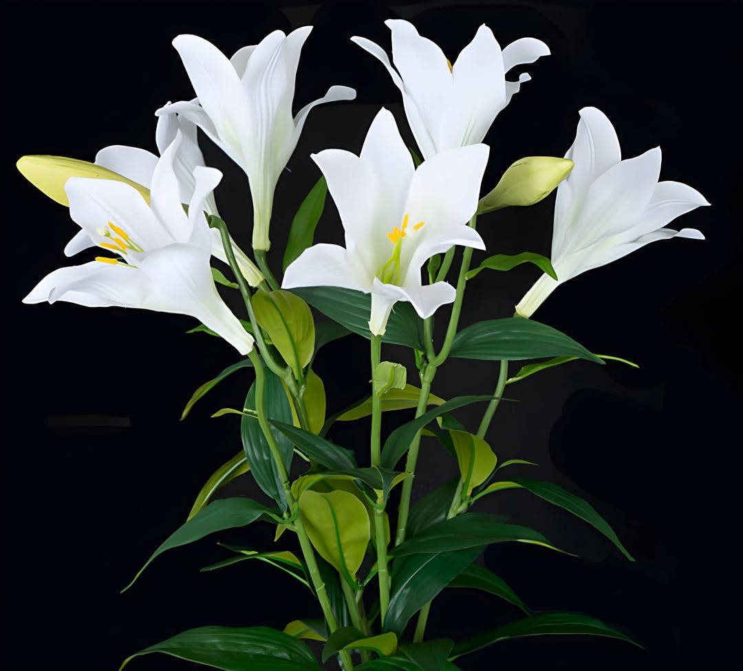 24" Easter Lily Bush, Faux Lilies, Easter Flowers, Spring Flowers ...