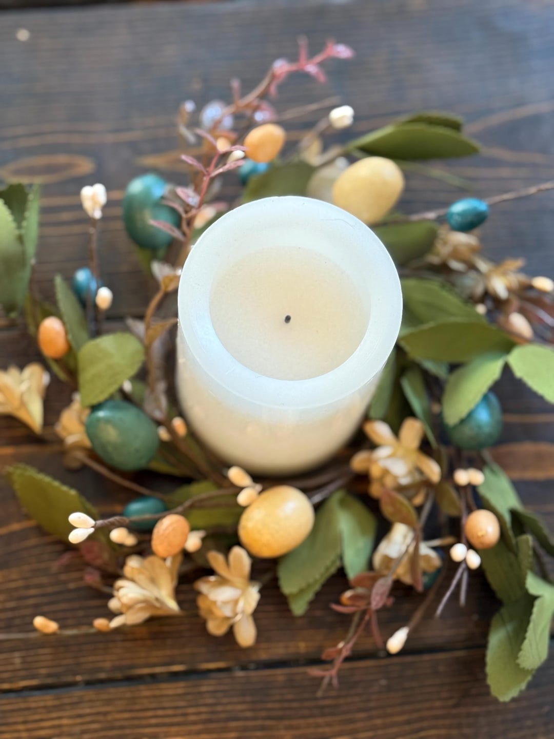Easter Egg Candle Ring Wreath, Spring Candle Ring Farmhouse Country ...