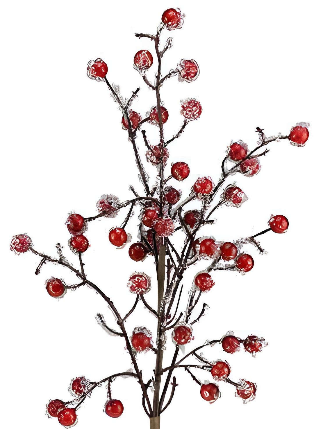 Faux Christmas Iced Berry Branch Spray on Stem - 21" - Etsy