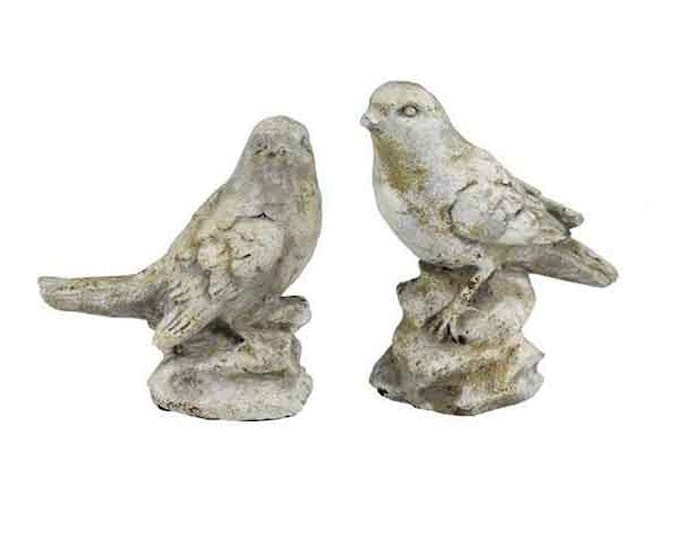 Cement Birds Set of 2, Garden Birds, Garden Decor, Cement Bird Statues ...