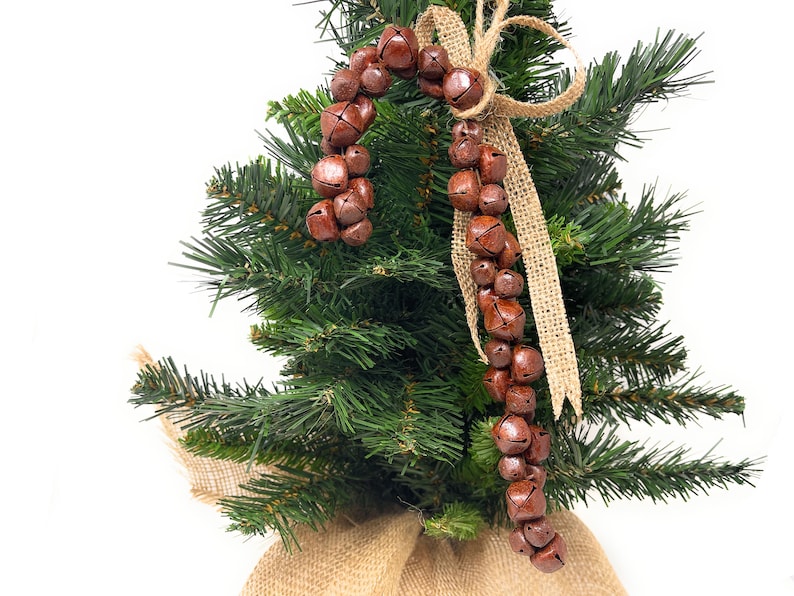 Large Rusty Jingle Bell Candy Cane Christmas Ornament With Burlap Bow ...