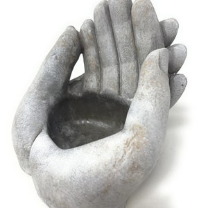 Cement Cupped Hands Planter, Hands Bowl, Unique Planter, Succulent ...