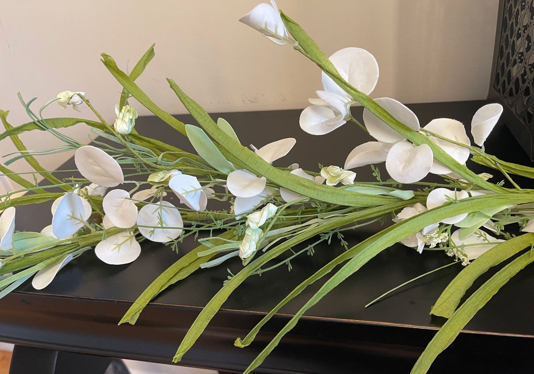Spring Garland, Summer Garland, White Wildflowers and Silver Dollar ...