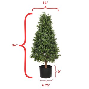 36 Outdoor UV Boxwood Cone Topiary in Pot, Artificial Outdoor Plant for ...