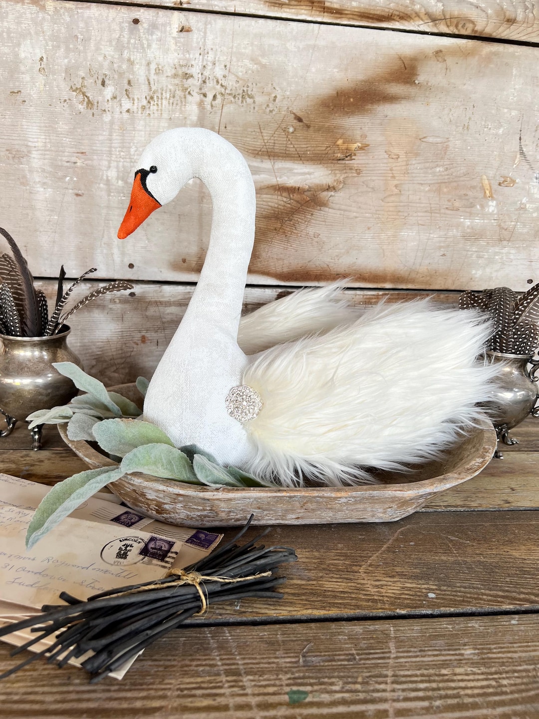 Primitive Swan Rustic French Decor, Primitive Holiday Gifts, Farmhouse ...