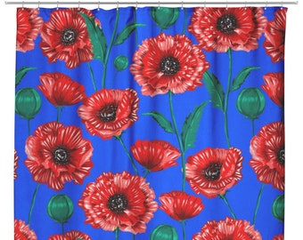 Poppy Print Curtains - Etsy
