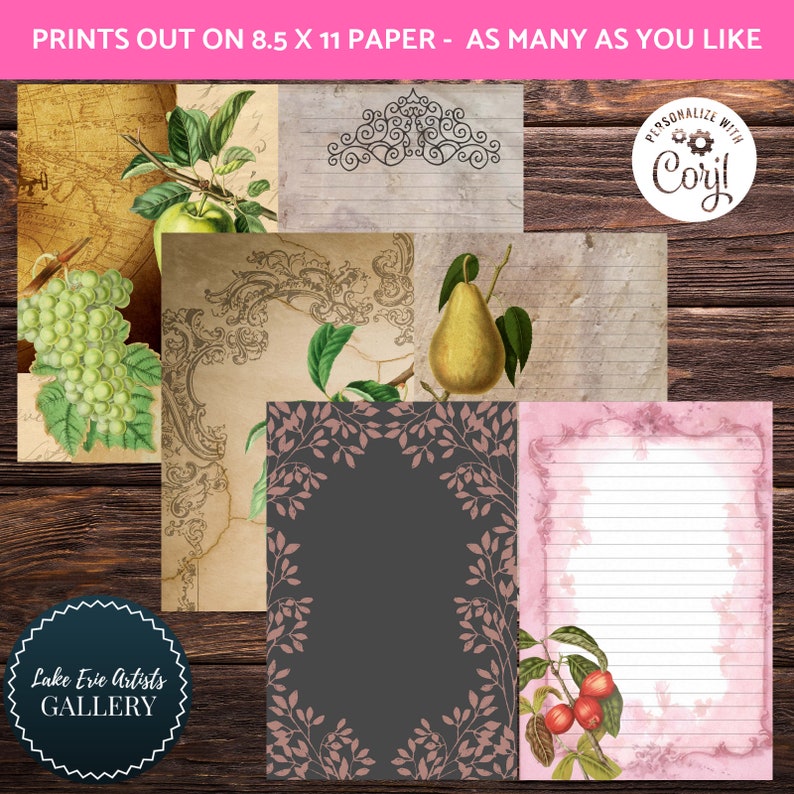 Vintage Fruit Journal Pages Printable Junk Journal Paper Crafting ...