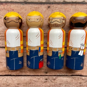 Peg Doll Construction Workers - Etsy