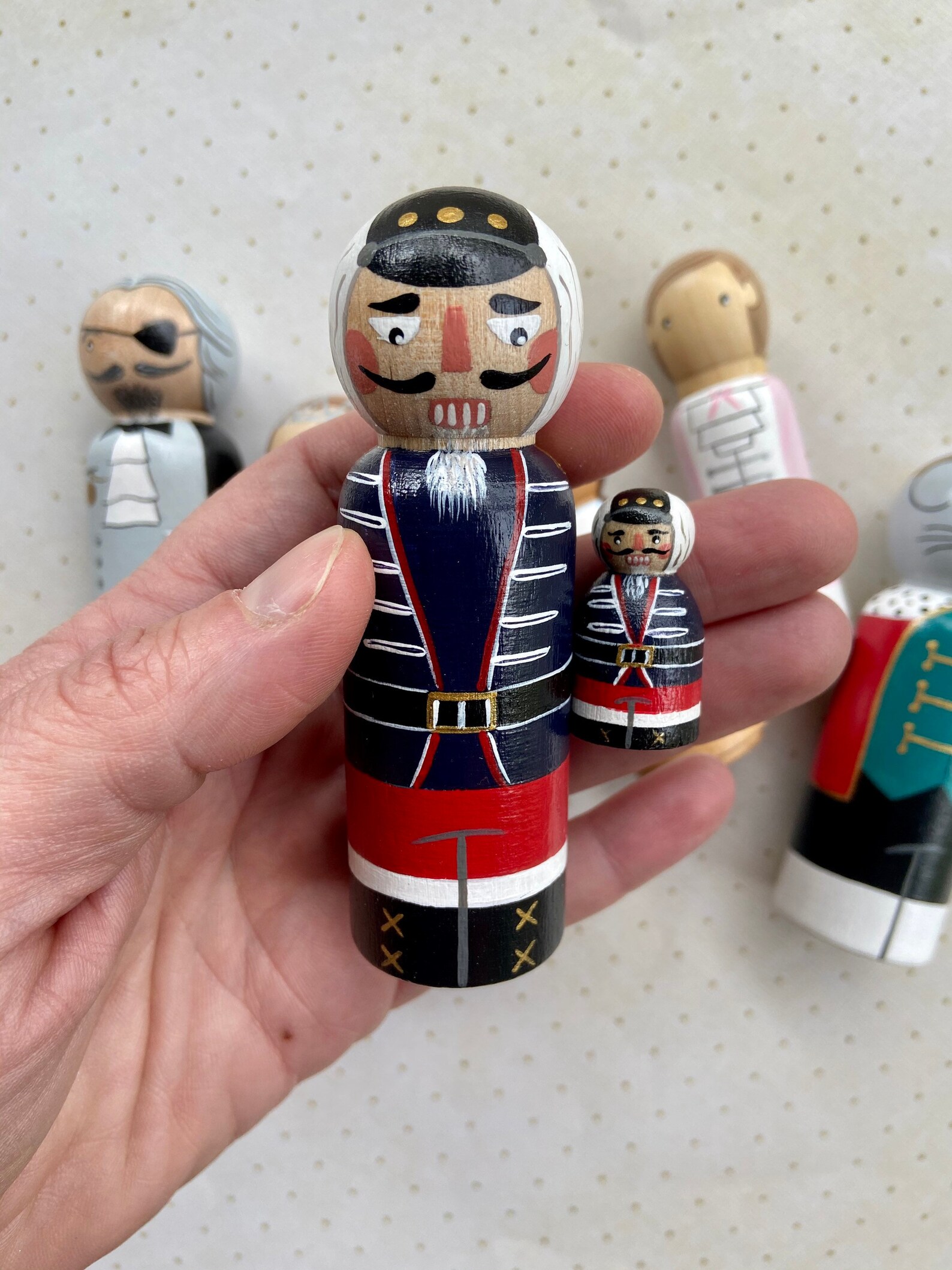 Nutcracker Peg Doll Set - Etsy