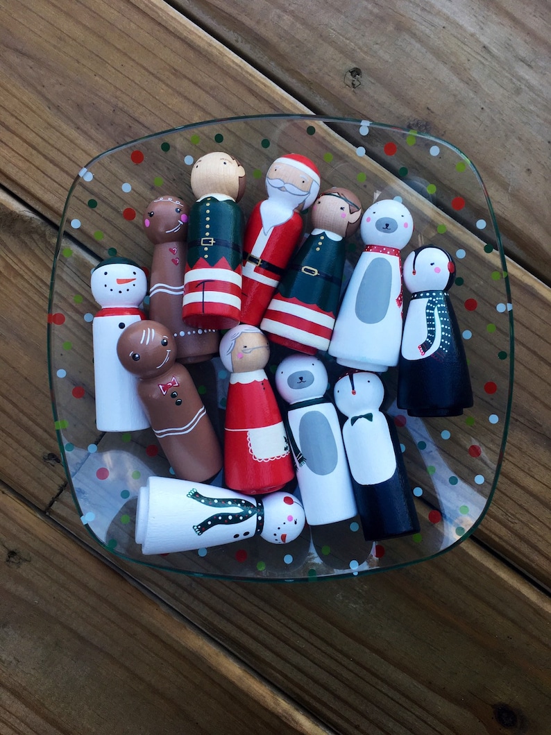 Holiday Peg Doll Set - Etsy