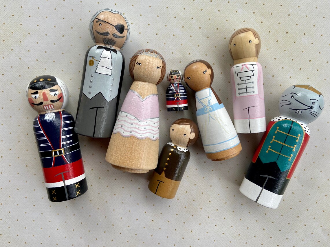 Nutcracker Peg Doll Set - Etsy
