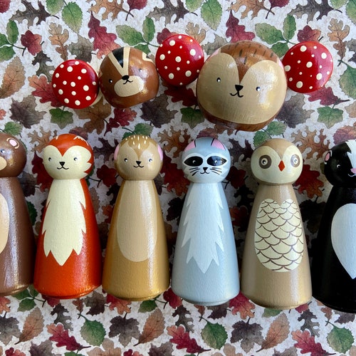 Peg Doll Yeti Unicorn and Dragon Peg People Animals Natural - Etsy