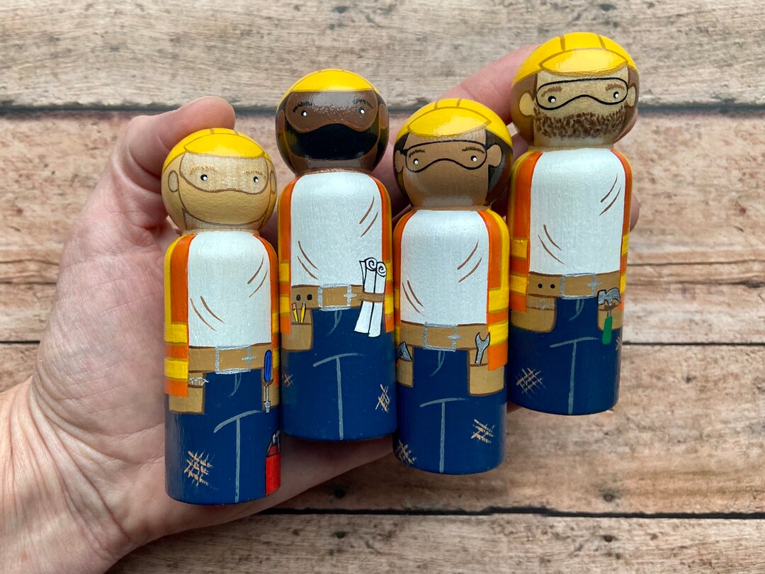 Peg Doll Construction Workers - Etsy
