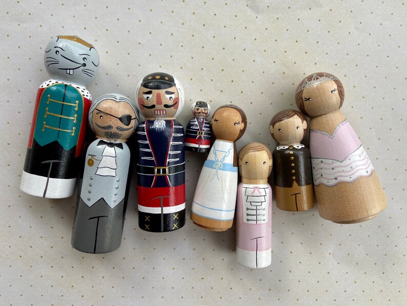 Nutcracker Peg Doll Set - Etsy