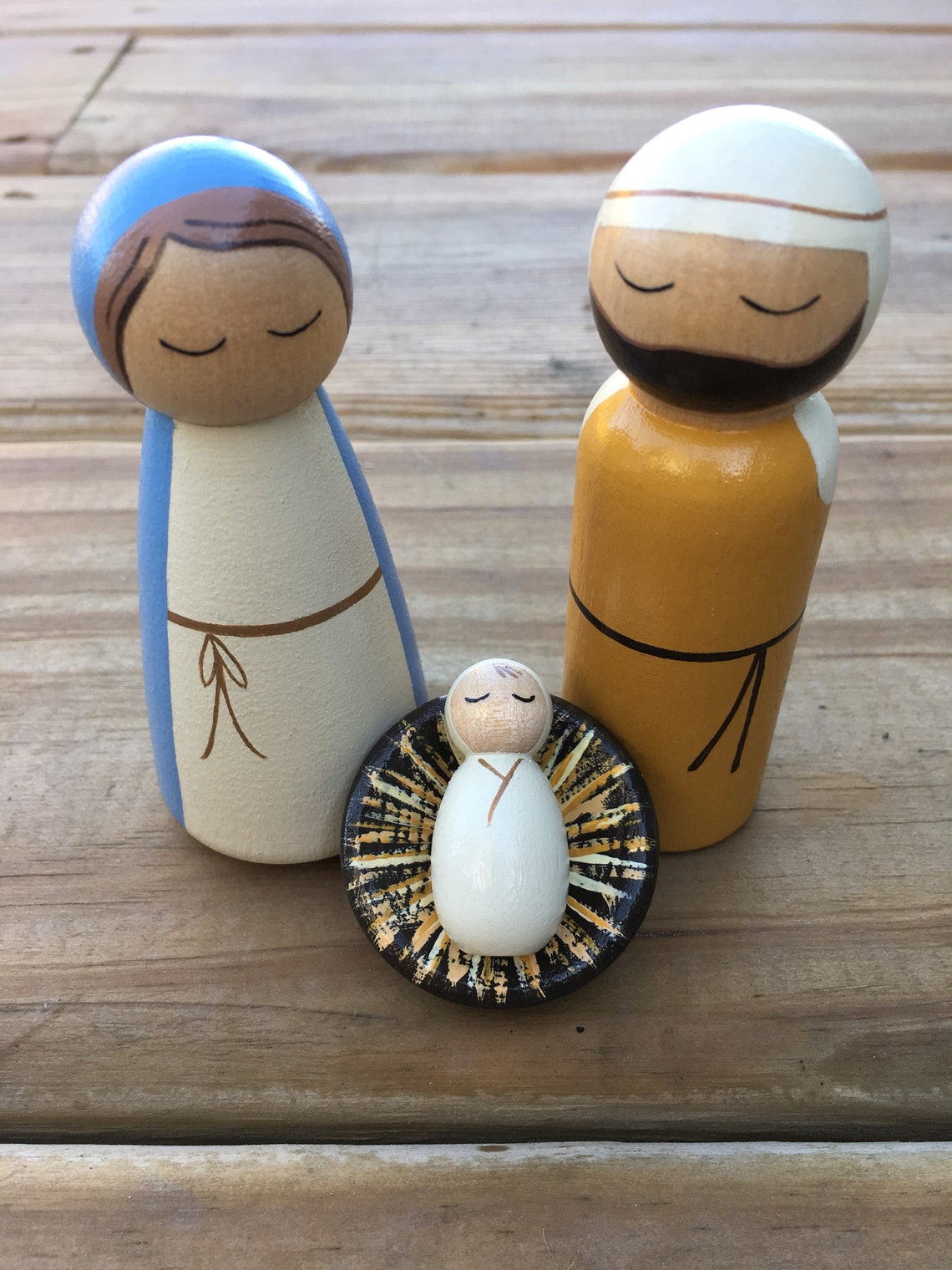 Nativity Peg Dolls-Holy Family Large | Etsy