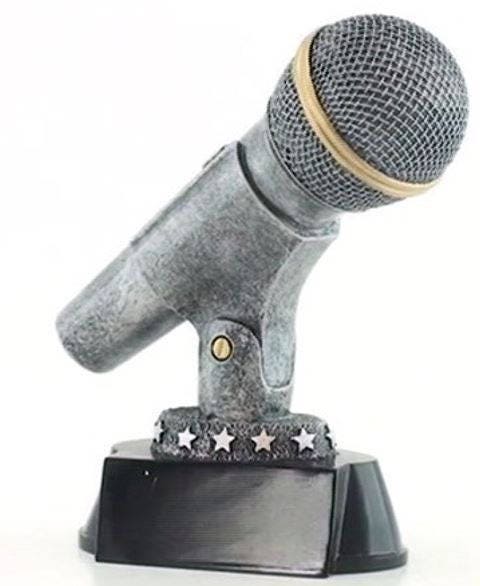 Silver Microphone Trophy | Engraved Silver Mic Award for Emcee ...