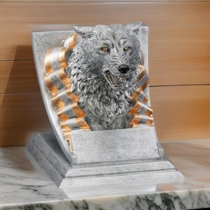 Wolf Trophy | Engraved Wolf Mascot Award by DECADE AWARDS - Etsy
